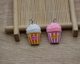 12 Resin Popcorn Charms Earring Necklace Bracelet Bead Pendants DIY ...