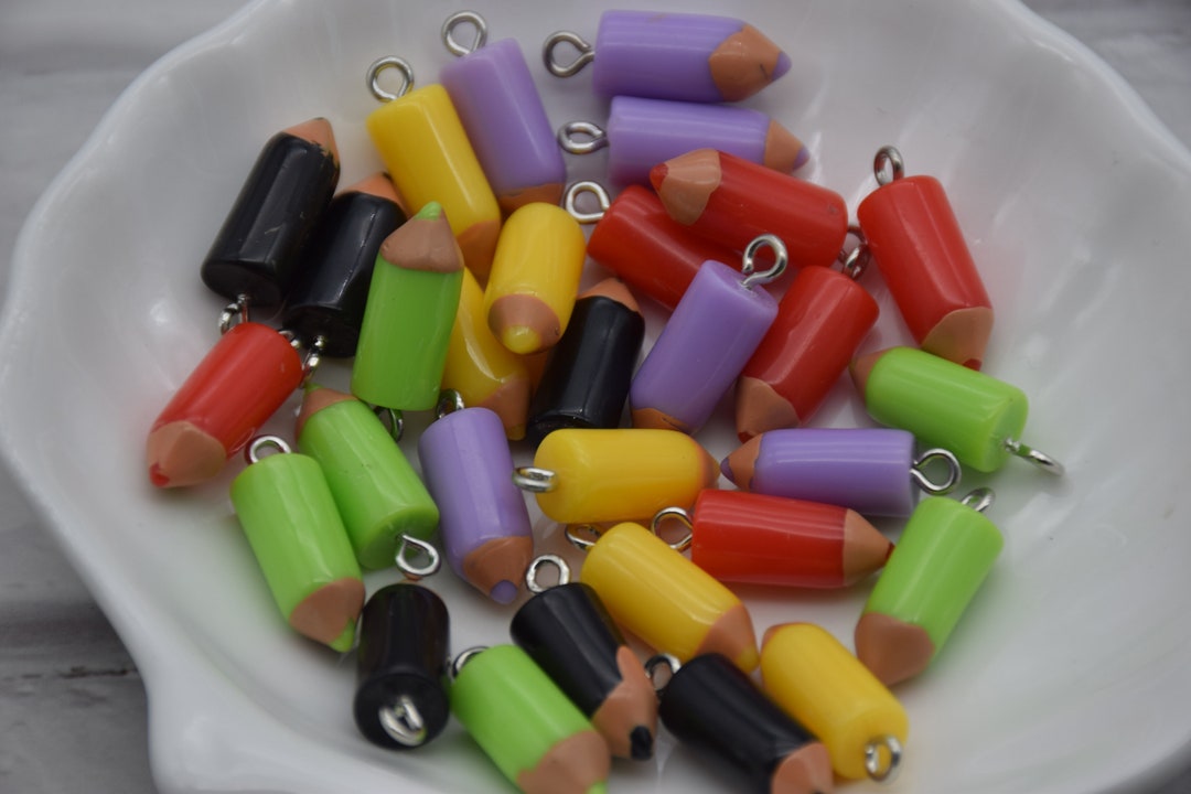 10 Resin Adorable Pencil Crayon Charms Earring Necklace Bracelet Bead ...