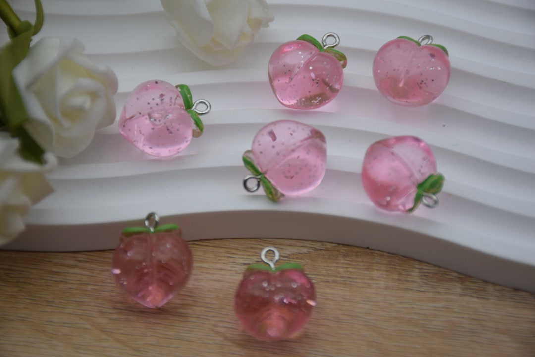 10 Resin Adorable Peach Fruit Charms Earring Necklace Bracelet Bead ...