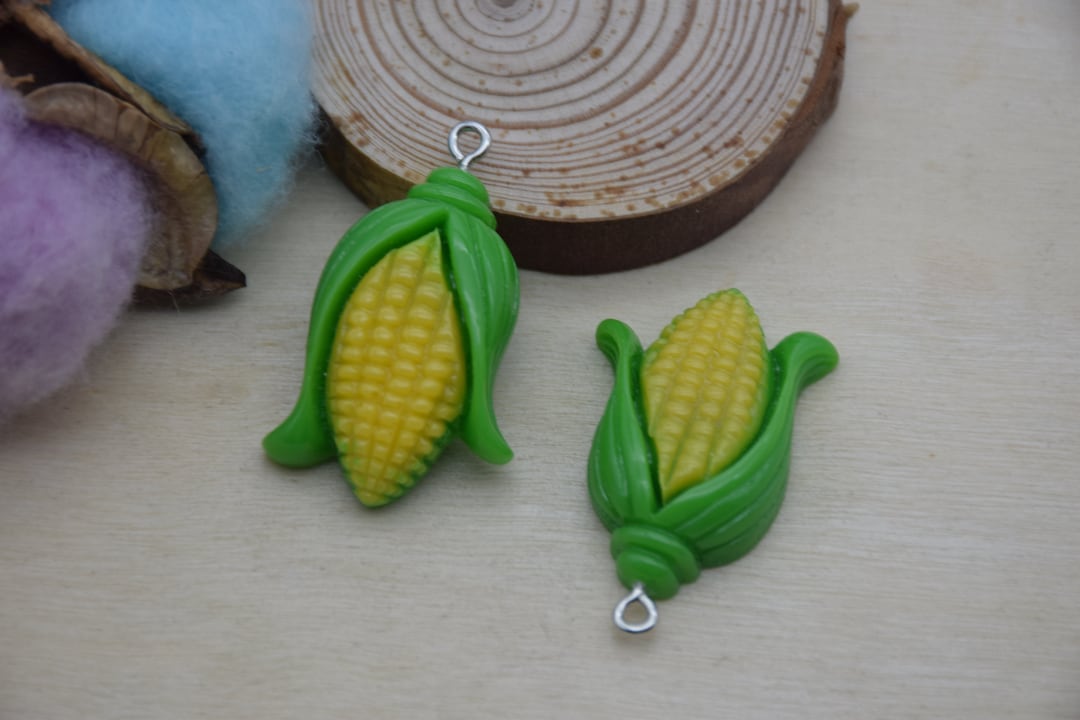 10 Resin Adorable Corn Maize Charms Earring Necklace Bracelet Bead ...