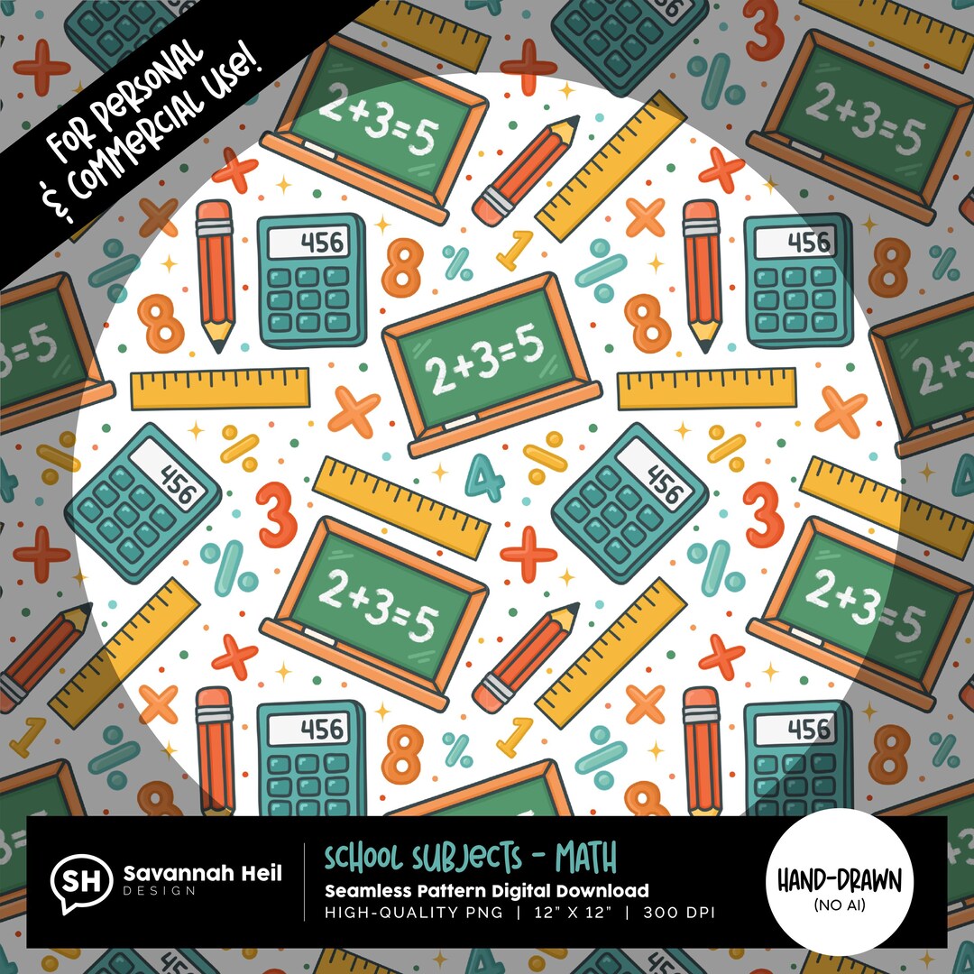 Math Class Seamless Pattern: Hand-drawn Calculators & Chalkboards ...