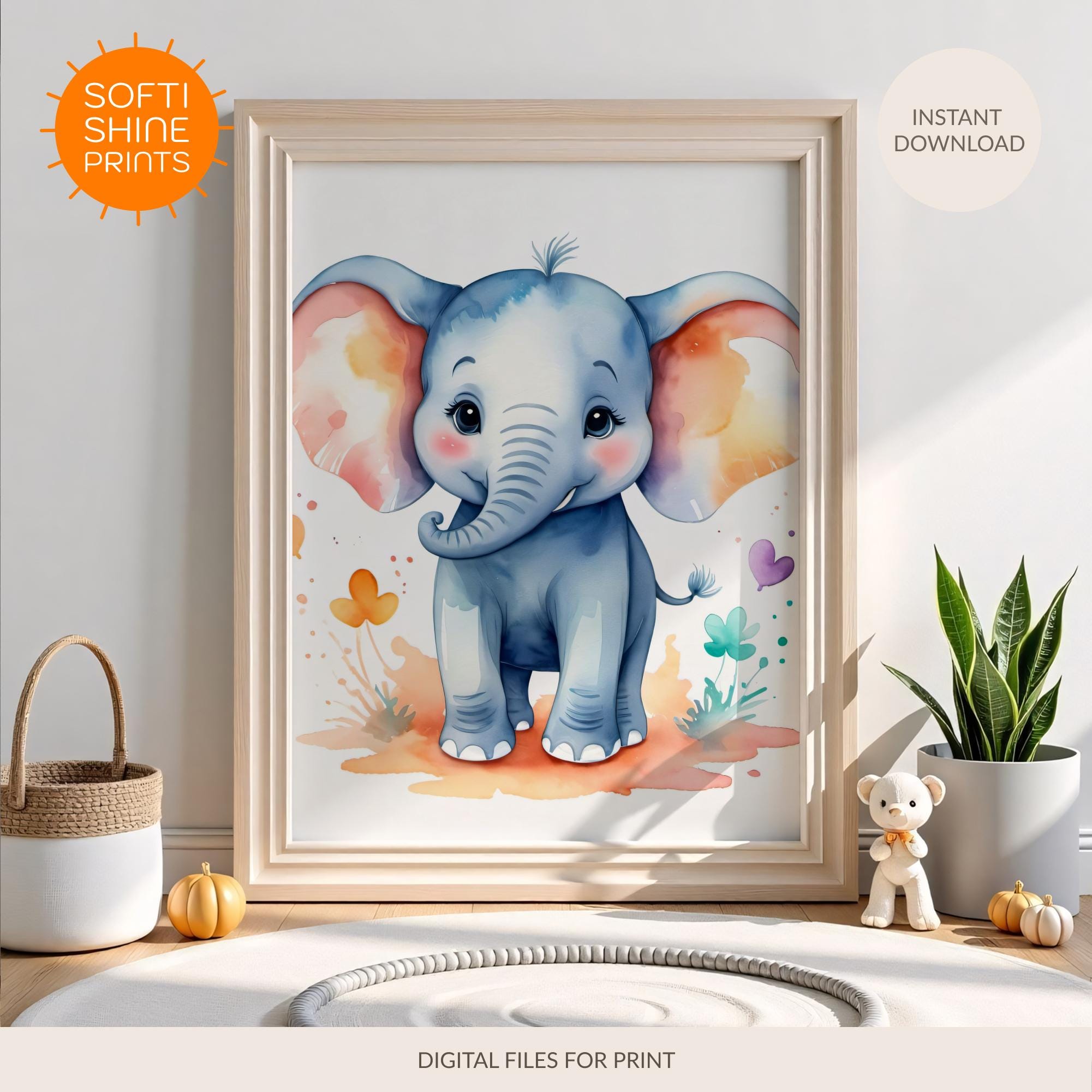 Kids Watercolor Animals Wall Art Set - Etsy