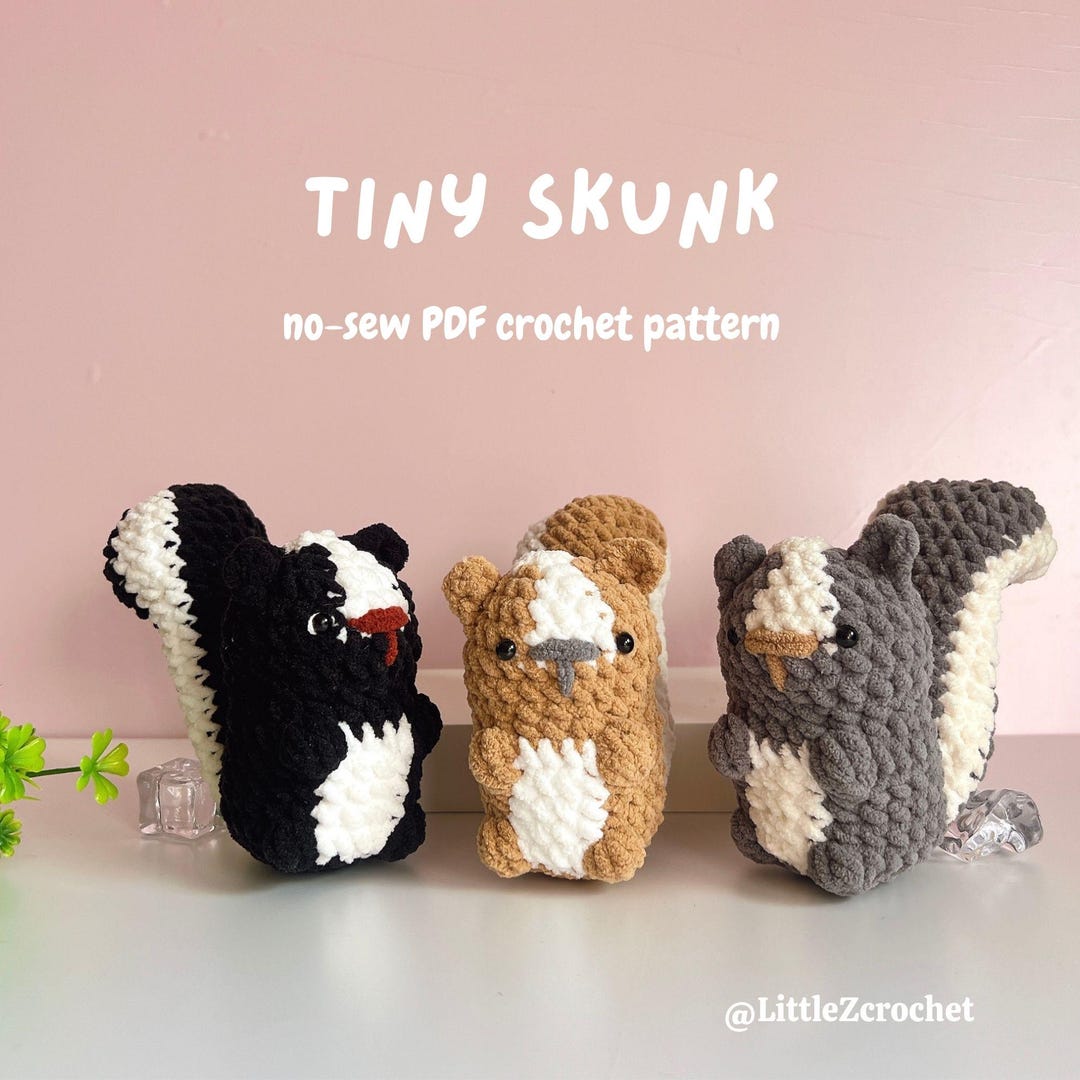 No-sew Tiny Skunk Crochet Pattern – Amigurumi Forest Animal (PDF ...
