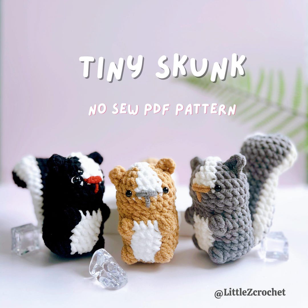No-sew Tiny Skunk Crochet Pattern PDF – Cute Chubby Amigurumi Digital ...