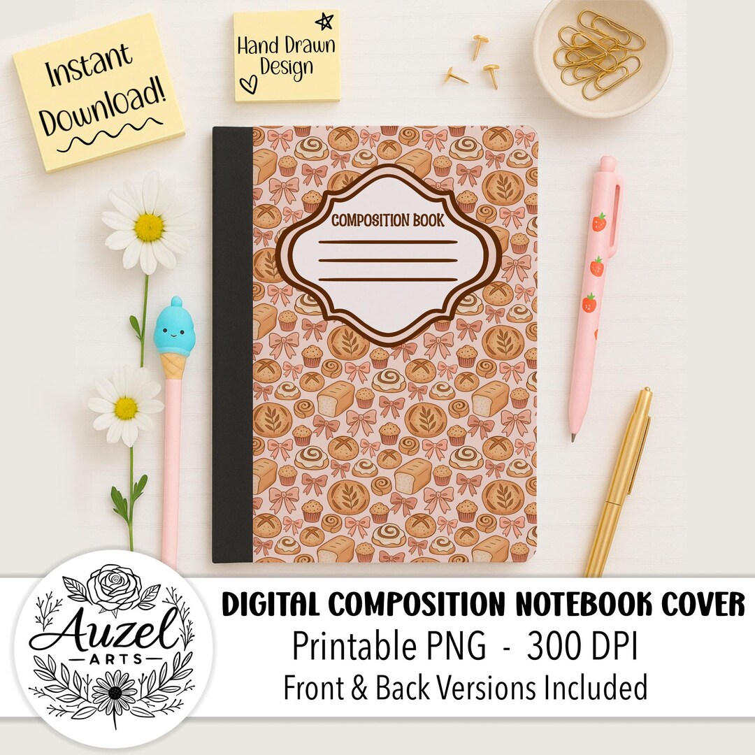Printable Composition Notebook Cover PNG | Back to School | Custom ...