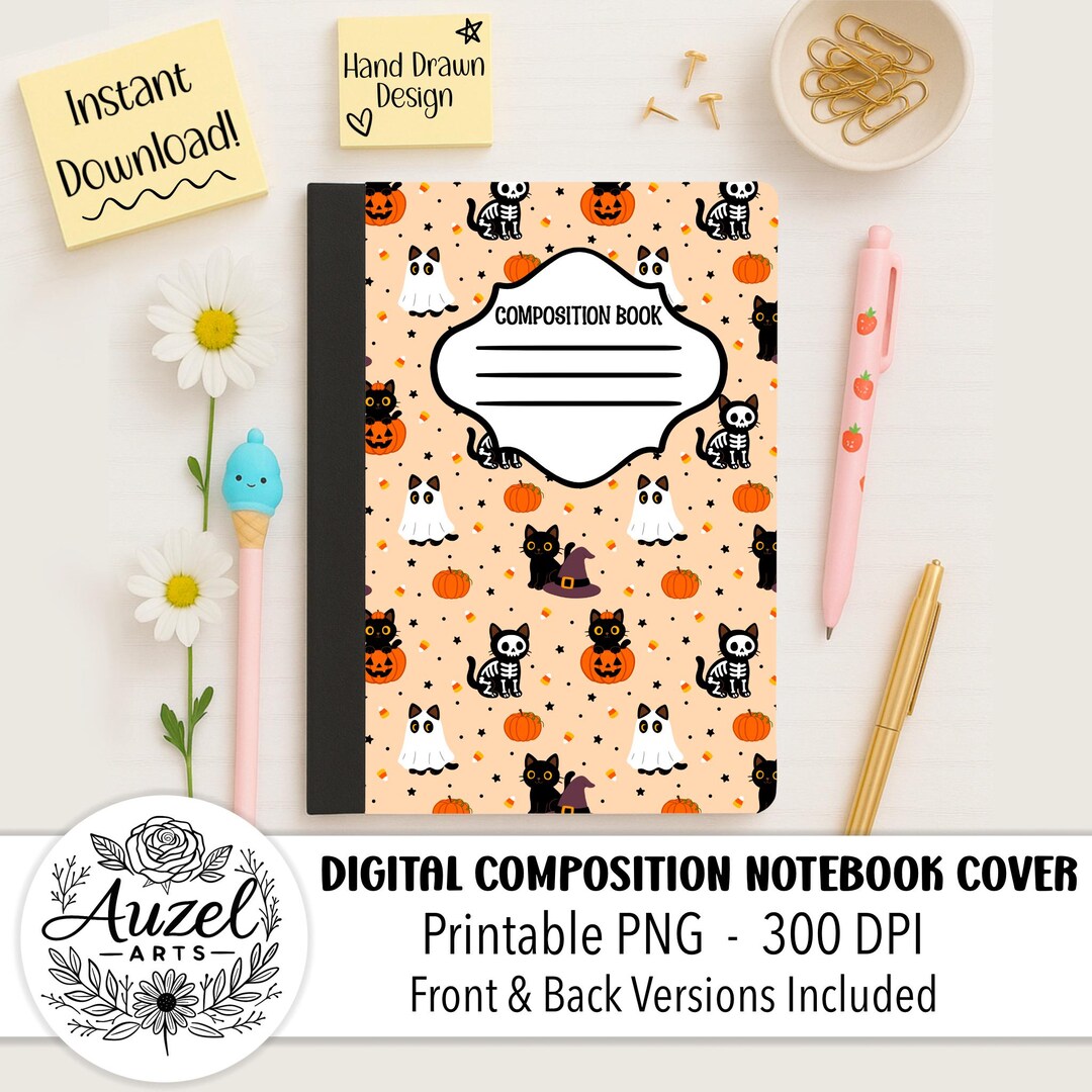 Printable Composition Notebook Cover PNG | Back to School | Custom ...