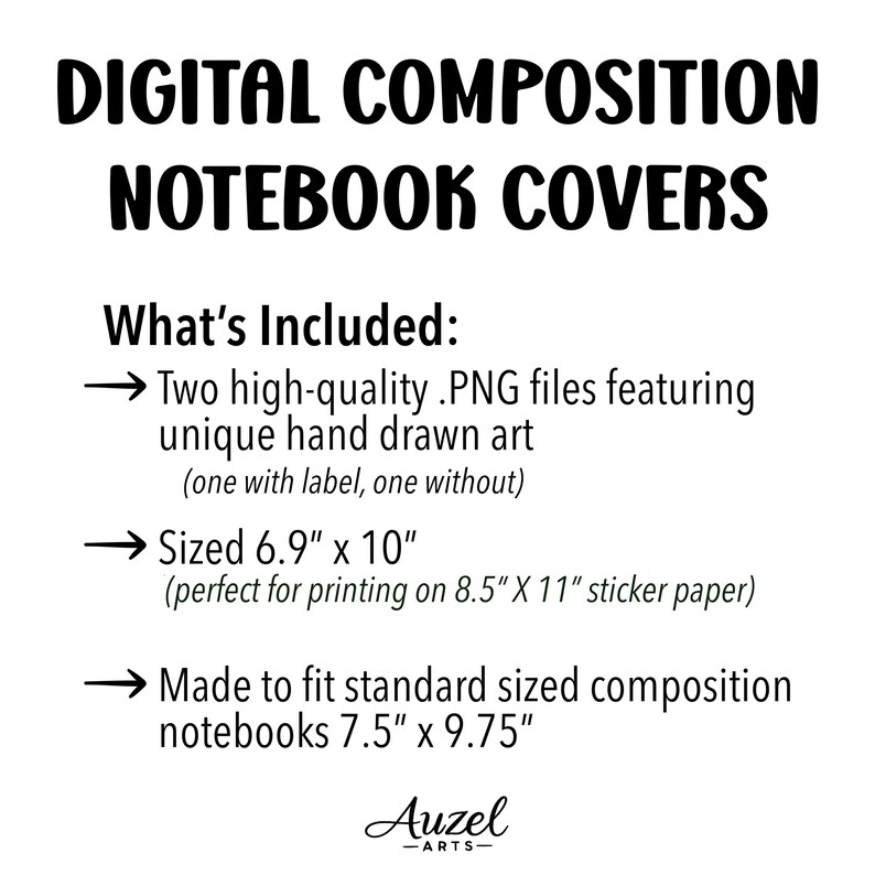 Printable Composition Notebook Cover PNG | Back to School | Custom ...