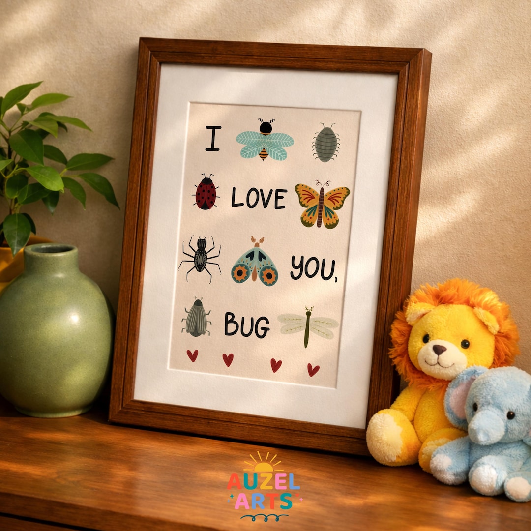 I Love You Bug Art Print: Colorful Wall Decor for Nursery, Children’s ...