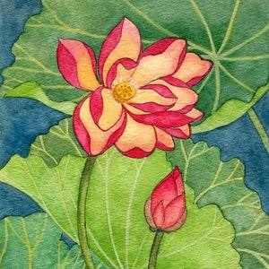 Lotus No. 7, Lotus Flowers Watercolor Painting, Fine Art Print, Wall ...