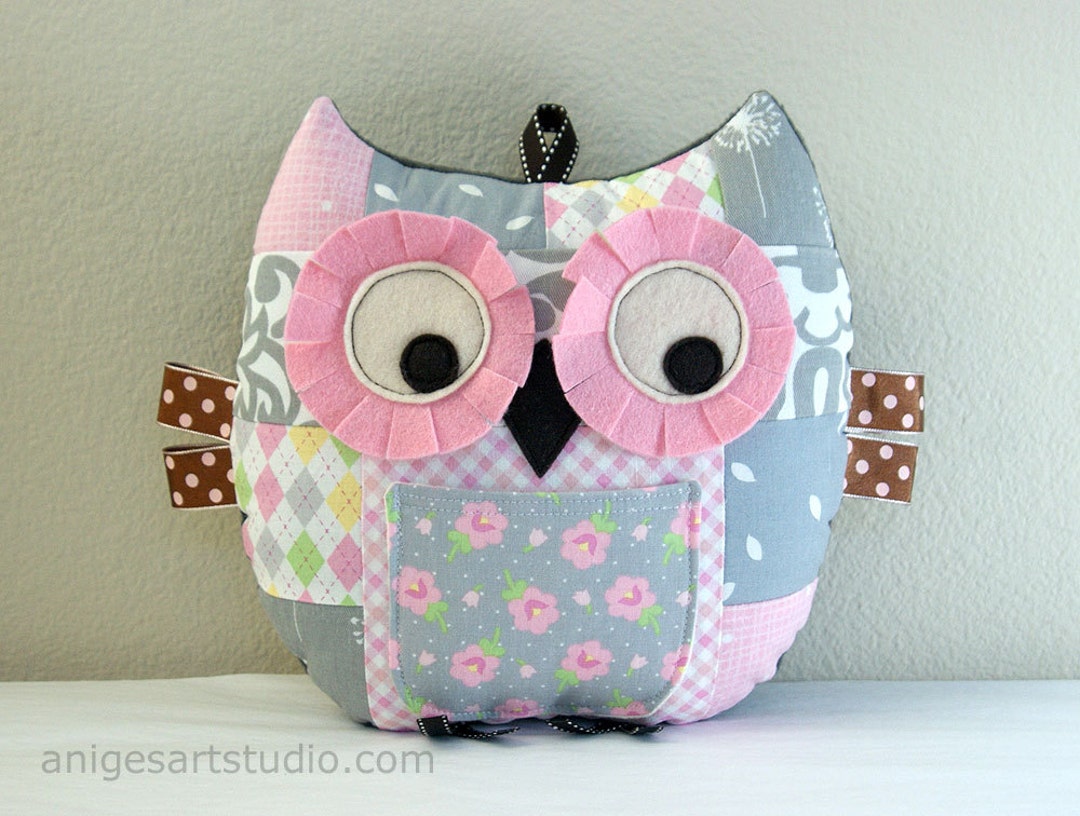 Owl Pillow, Patchwork Owl, Tooth Fairy Pillow, Plush Toy, Stuffed ...