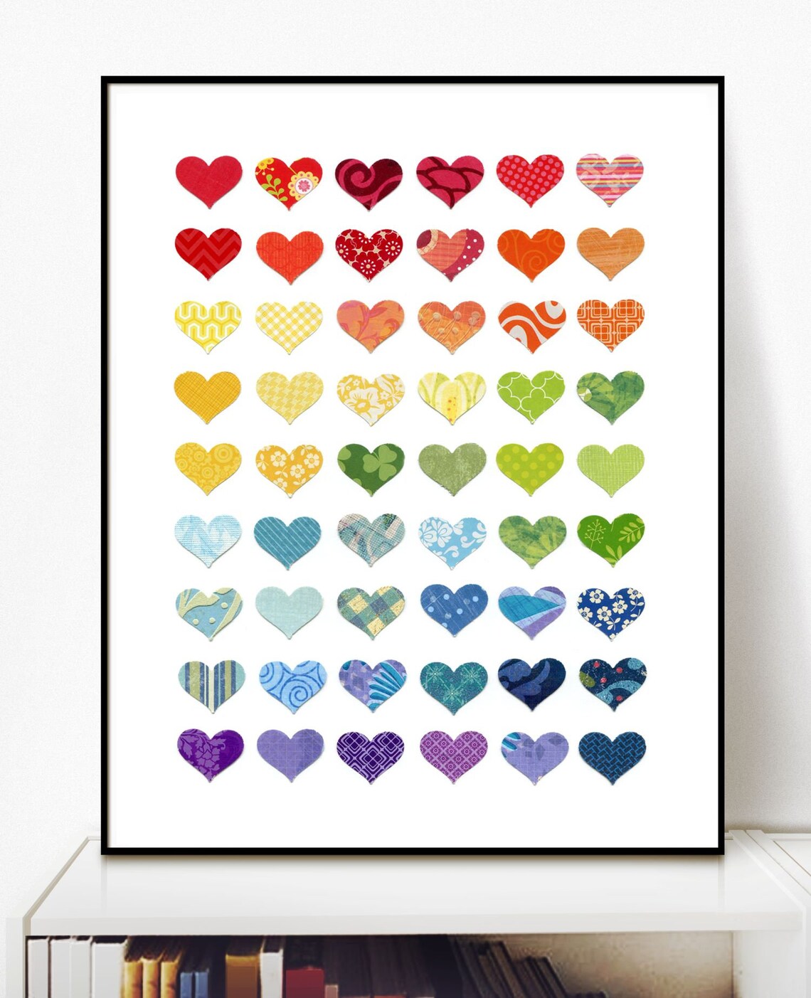 Rainbow of Love Colorful Hearts Modern Print Nursery Wall | Etsy