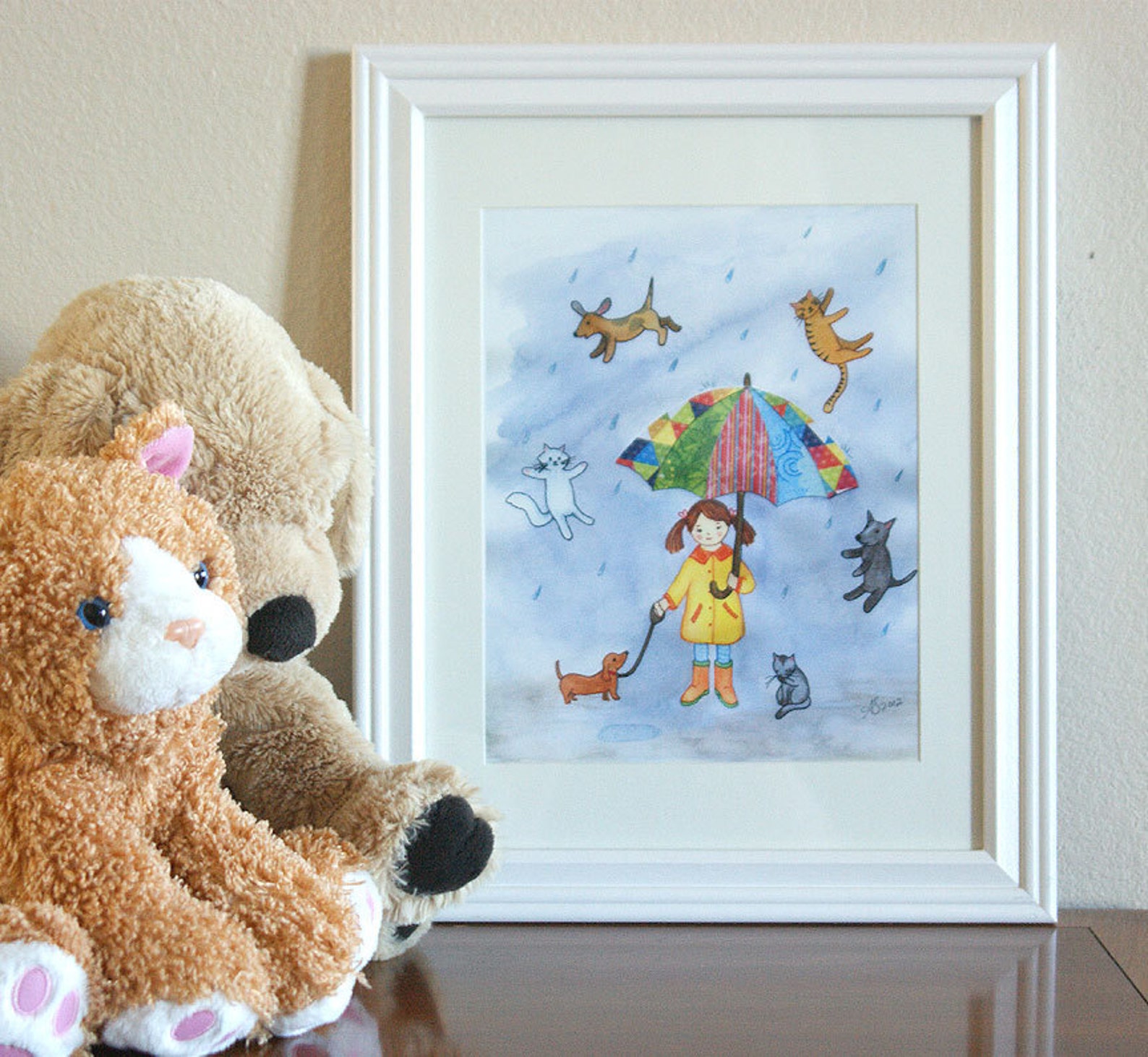 It's Raining Cats and Dogs, Nursery Wall Art Print, 8x10 and 11x14 - Etsy