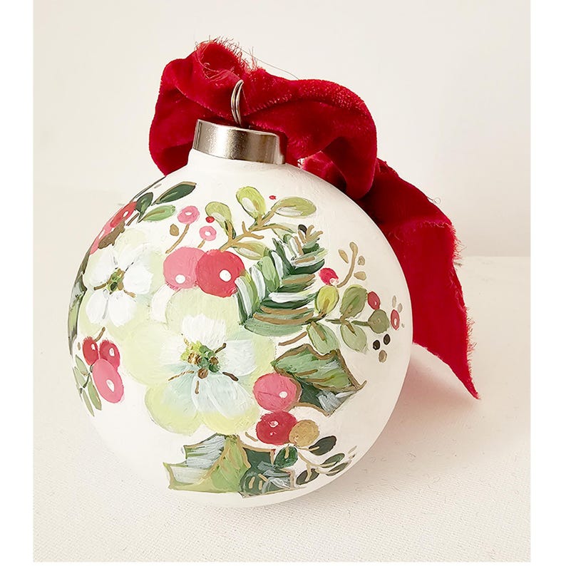 Personalized, Hand Painted, Botanical Floral, Christmas, Holiday ...