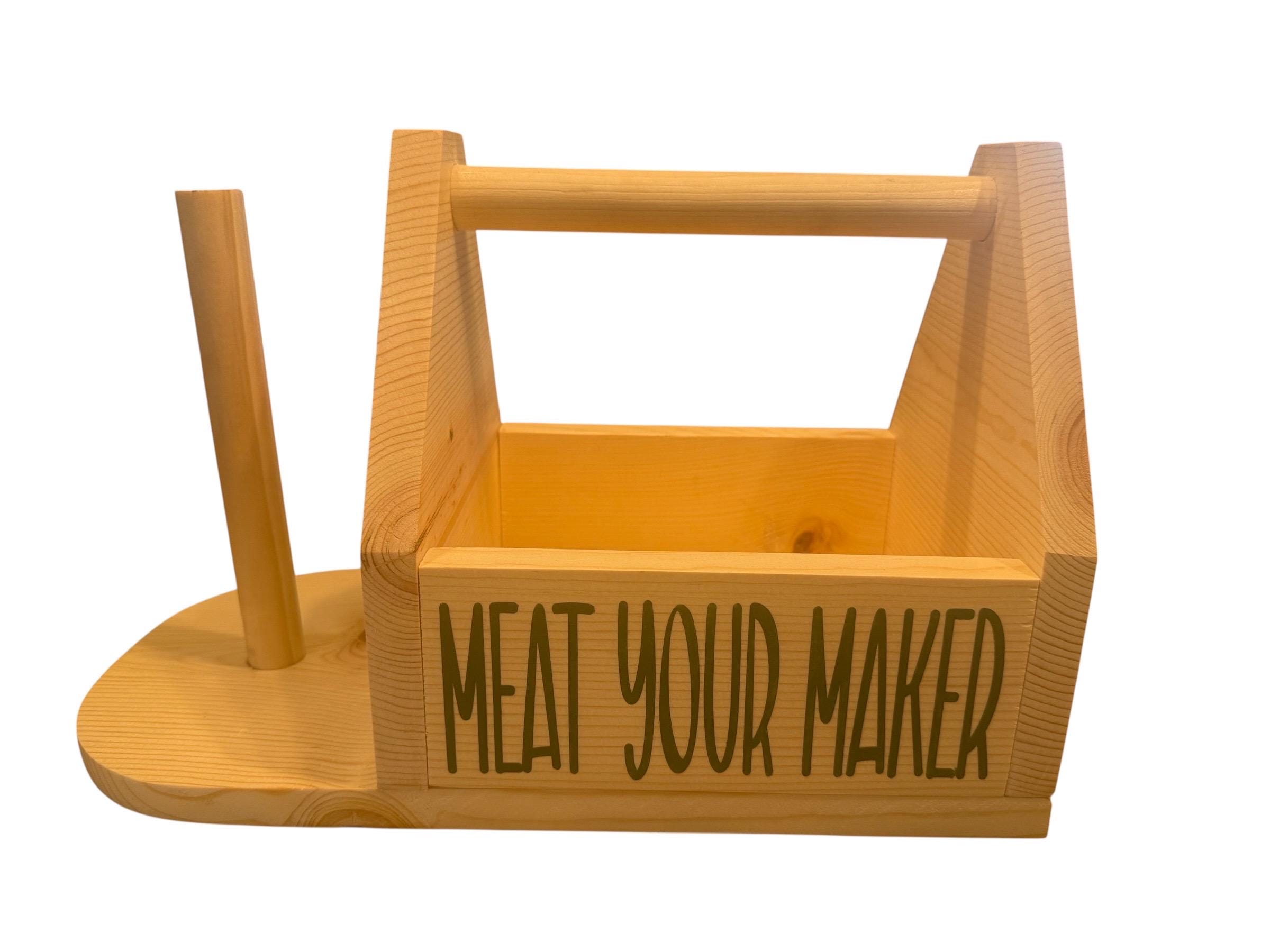 Wooden BBQ Caddy With Bottle Opener & Paper Towel Holder | Custom Grill ...