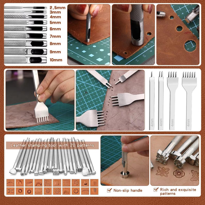 Leather Craft Tools Kit: Handbag Making, Stamping, Sewing, Cutting ...