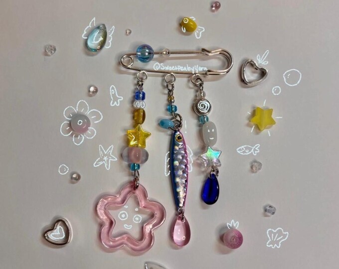 Safety Pin Fish Charm - Etsy