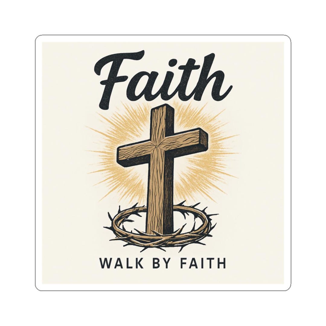 Faith Cross Sticker | Walk by Faith Religious Kiss-cut Sticker - Etsy