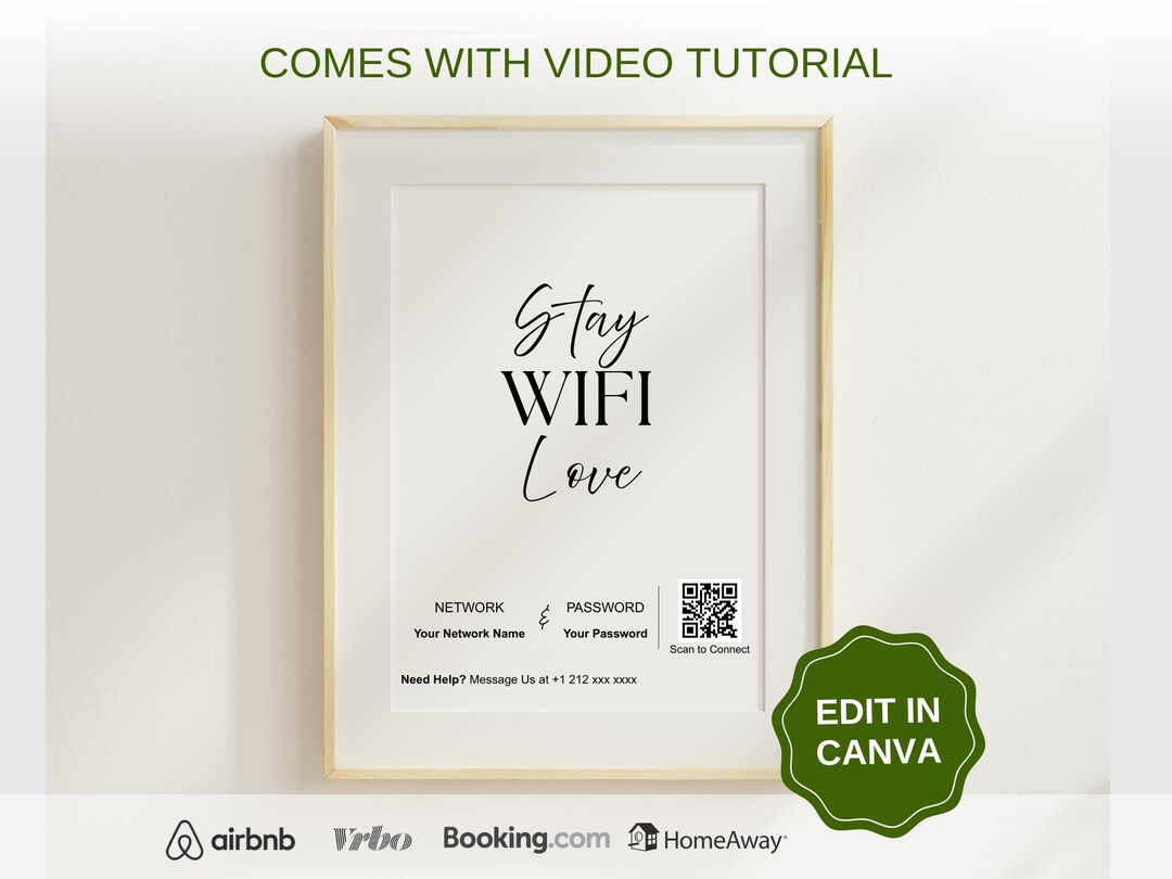 Editable Wifi Sign Template: Airbnb, VRBO Guest Access (digital ...