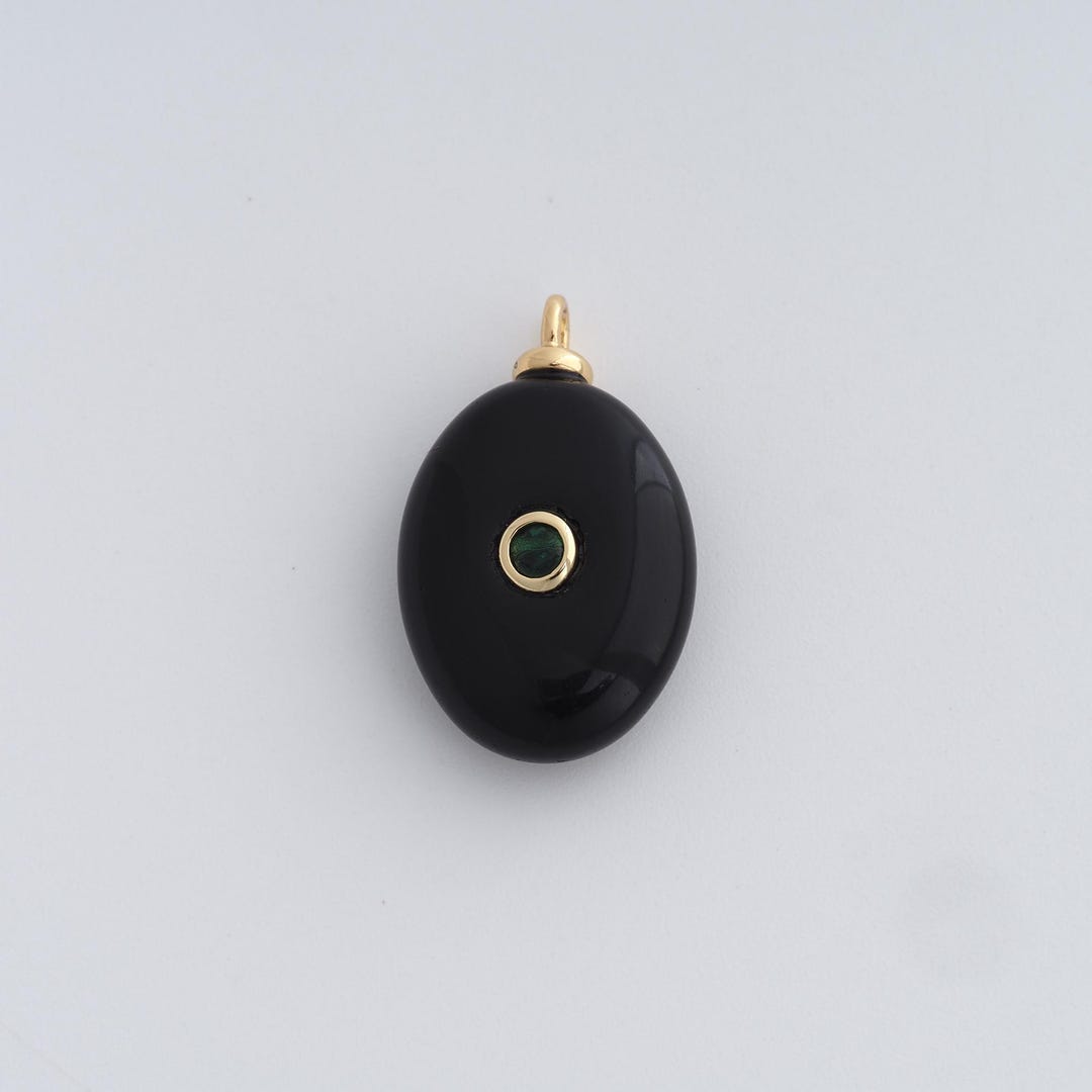 Black Onyx Energy Stone Pendant,18k Gold Filled Natural Stone Charms ...