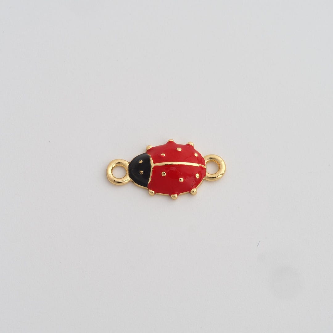 Gold Enamel Ladybug Connector,18k Gold Filled Insect Connector for DIY ...