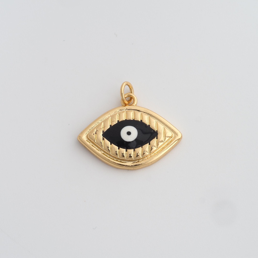 Gold Enamel Evil Eye Pendant,18k Gold Filled Devil Eye Charms for DIY ...