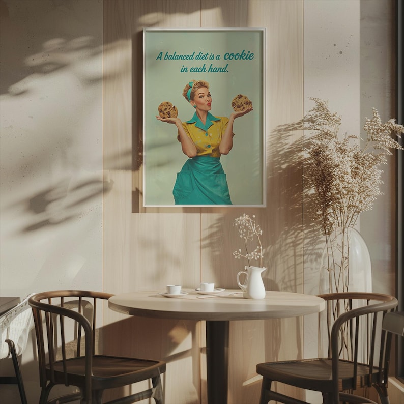 Retro Cookie Poster – Funny Printable Kitchen Wall Art (digital ...