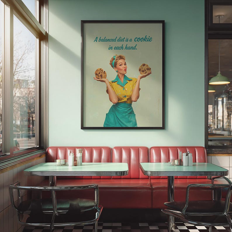 Retro Cookie Poster – Funny Printable Kitchen Wall Art (digital ...