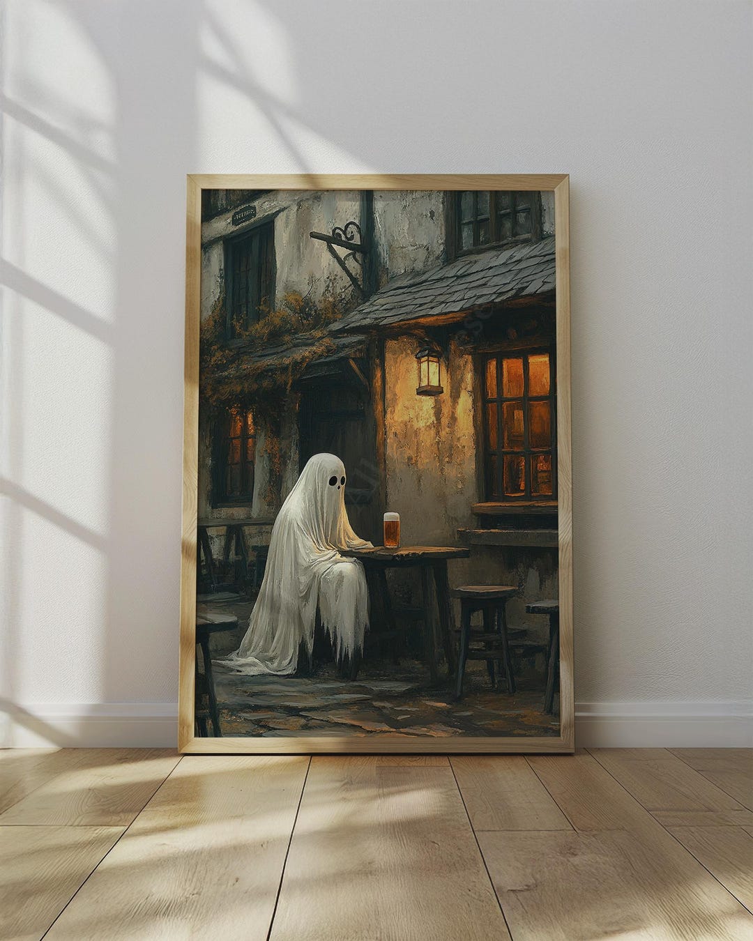Gothic Ghost Pub Poster: Rustic Halloween Forest Bar Art - Etsy