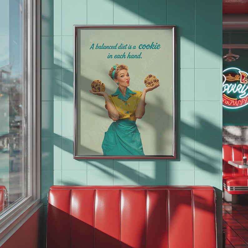 Retro Cookie Poster – Funny Printable Kitchen Wall Art (digital ...