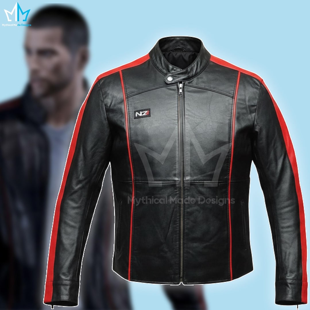 Mass Effect N7 Real Leather Jacket | Commander Shepard Cosplay Biker ...