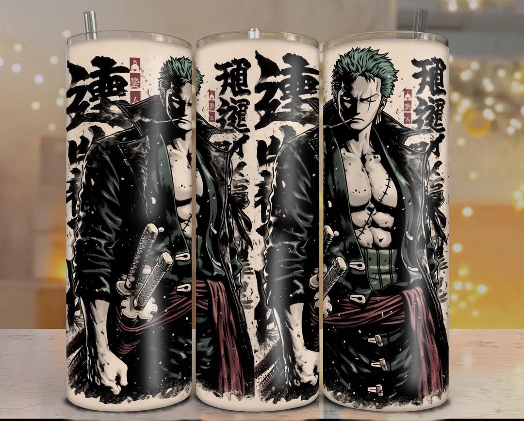 Zoro Samurai Brush Art Tumbler Wrap – 20oz PNG Sublimation With Katana ...
