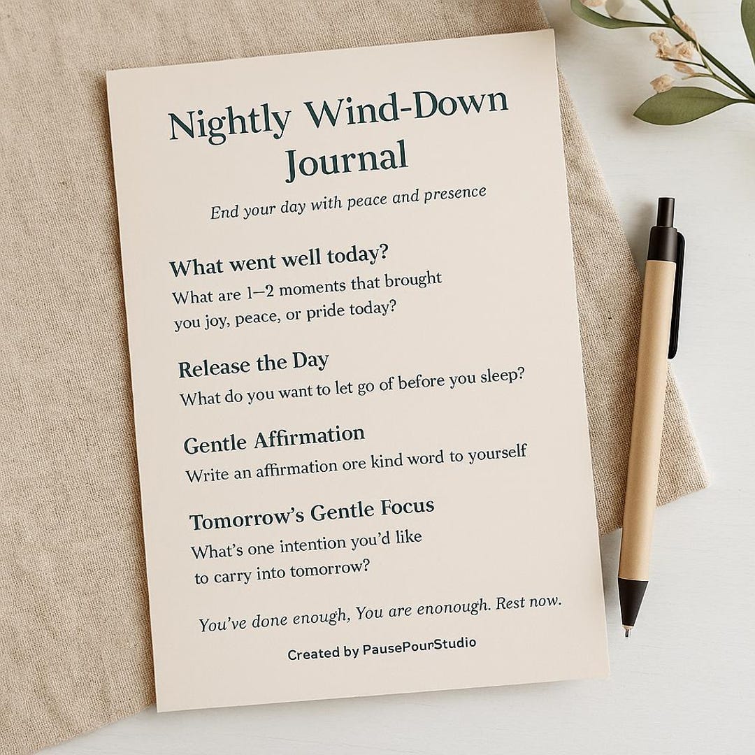 Nightly Wind-down Journal | Printable Evening Reflection & Sleep ...