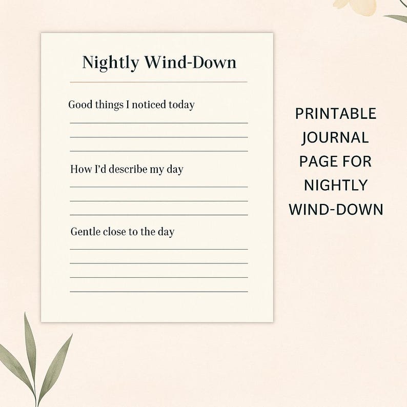 Nightly Wind-down Journal | Printable Evening Reflection & Sleep ...