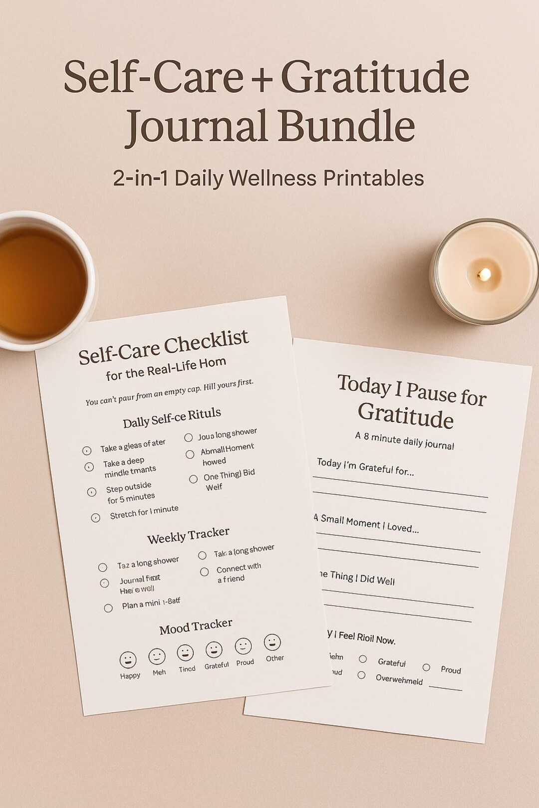 Self-care & Gratitude Journal Printable Bundle | Mindful Prompts ...