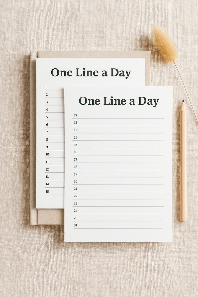 One Line a Day Journal | Printable Daily Reflection Pages | Undated ...
