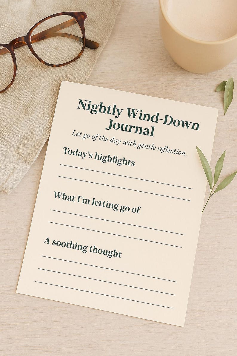 Nightly Wind-down Journal | Printable Evening Reflection & Sleep ...