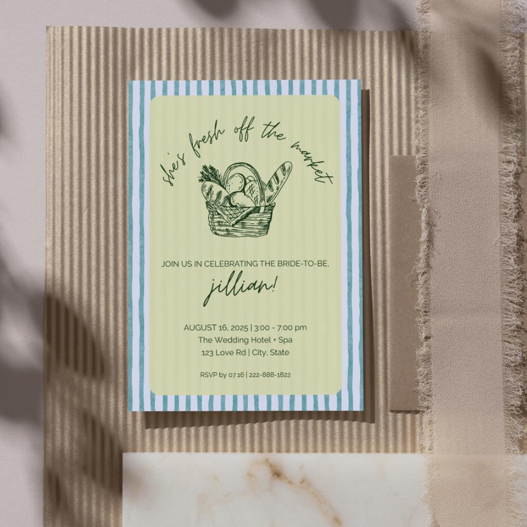 Fresh off the Market Bridal Shower Invitation Template Canva Editable ...