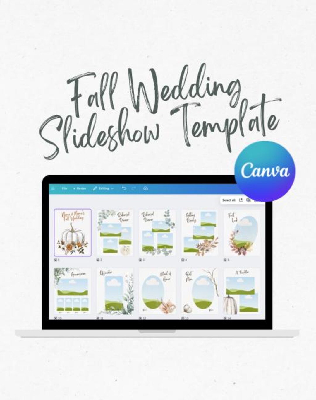 Fall Wedding Slideshow Canva Template | Instagram Video Slideshow ...