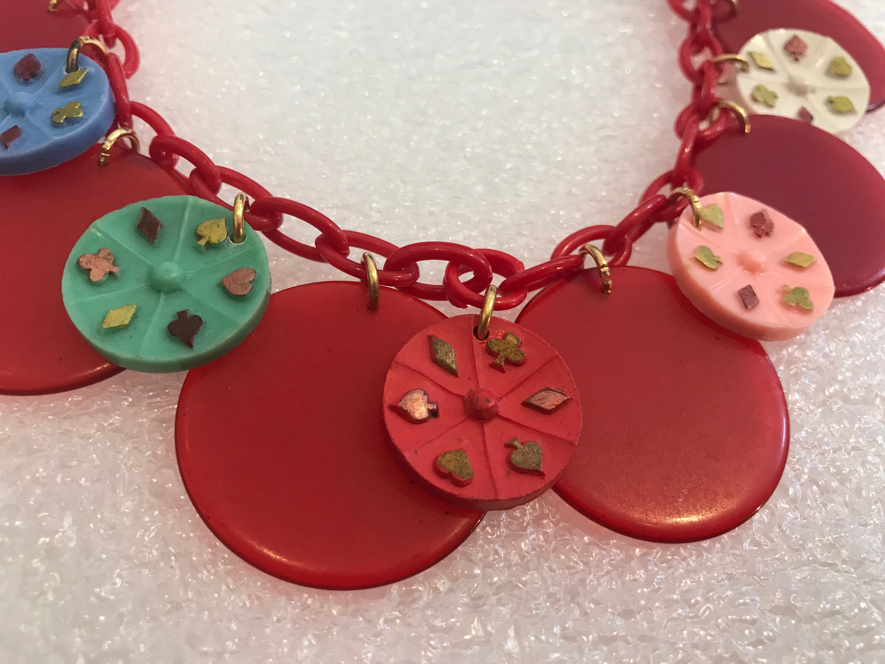 Vintage Galalith & Early Plastic Disks and Gambling Charms Necklace - Etsy