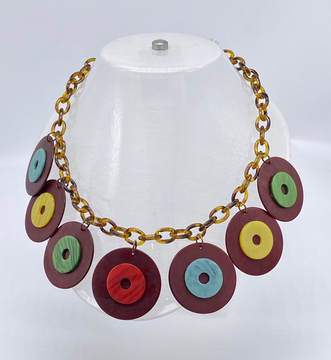 Vintage Celluloid and Galalith Rounds Necklace - Etsy
