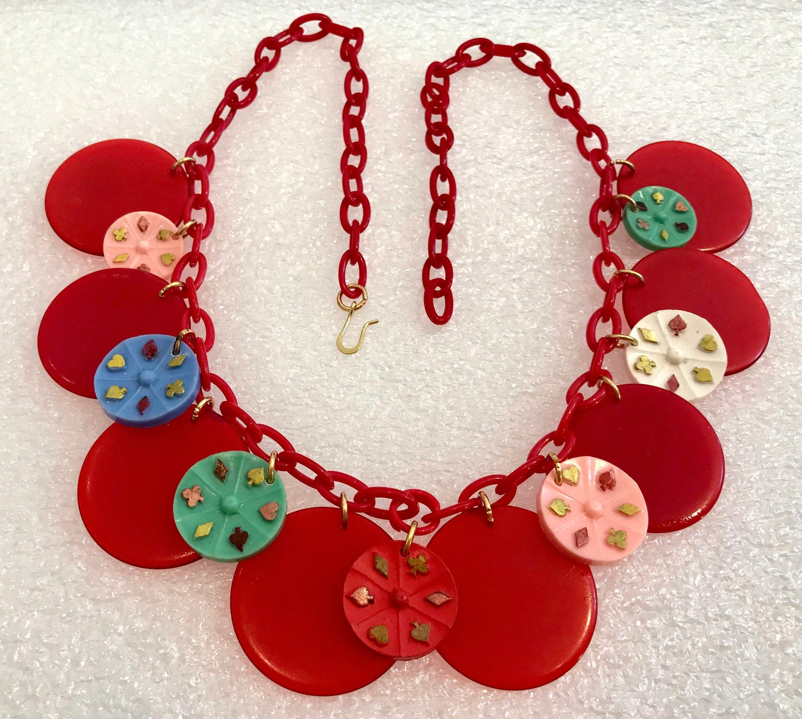 Vintage Galalith & Early Plastic Disks and Gambling Charms Necklace - Etsy
