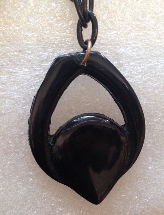Vintage Celluloid and Galalith Galalite Black Pendant Necklace | Etsy
