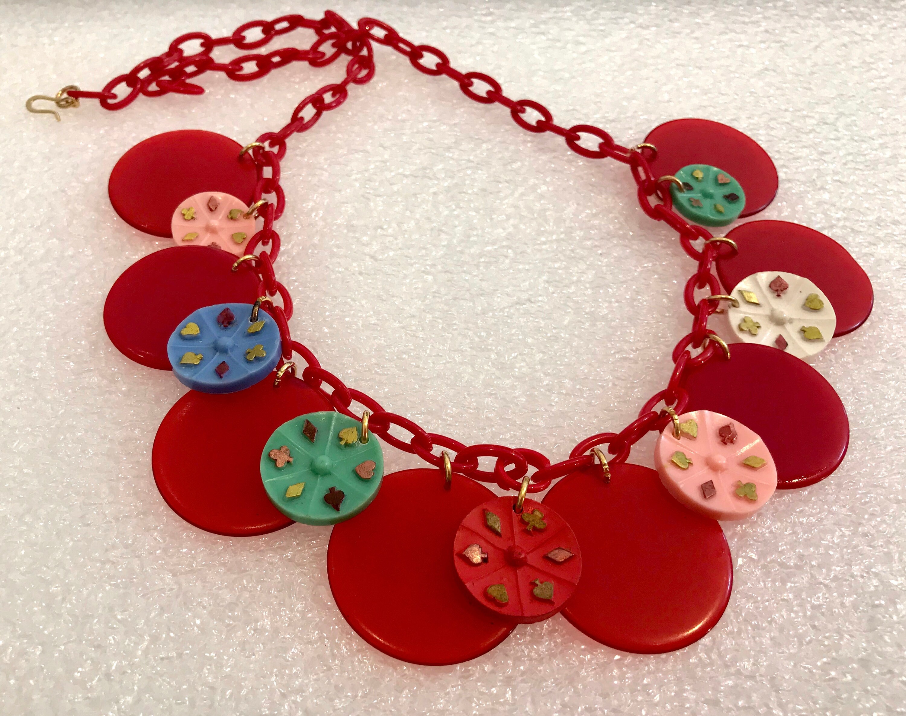Vintage Galalith & Early Plastic Disks and Gambling Charms Necklace - Etsy