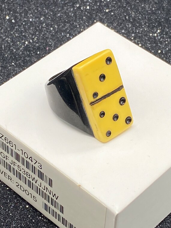 Vintage bakelite domino prison ring - Gem