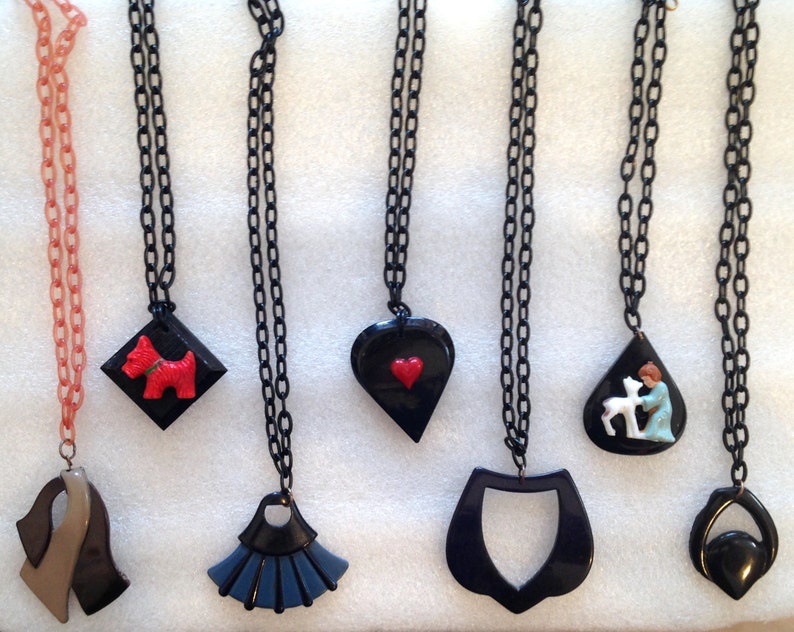 Vintage Celluloid and Galalith Galalite Pendant Necklace - Etsy