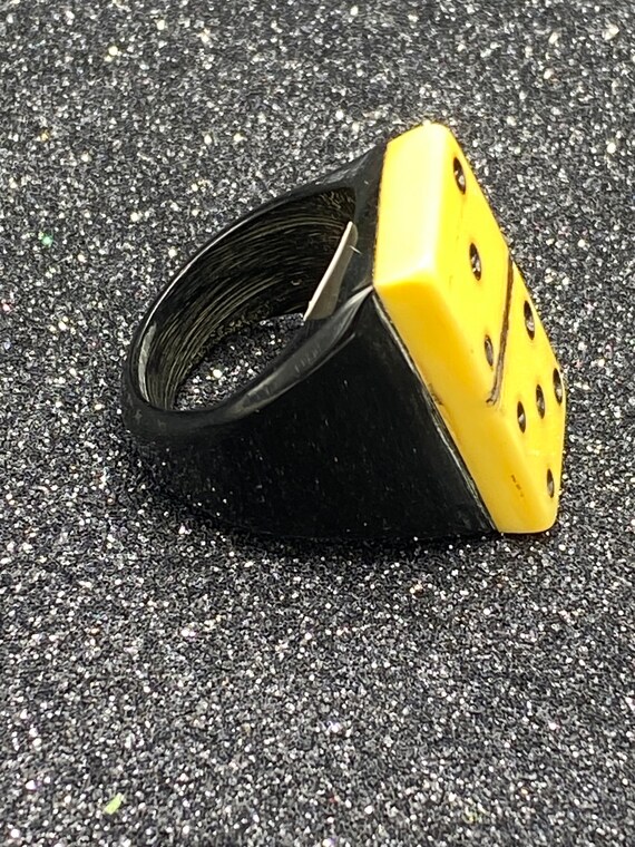 Vintage bakelite domino prison ring - Gem