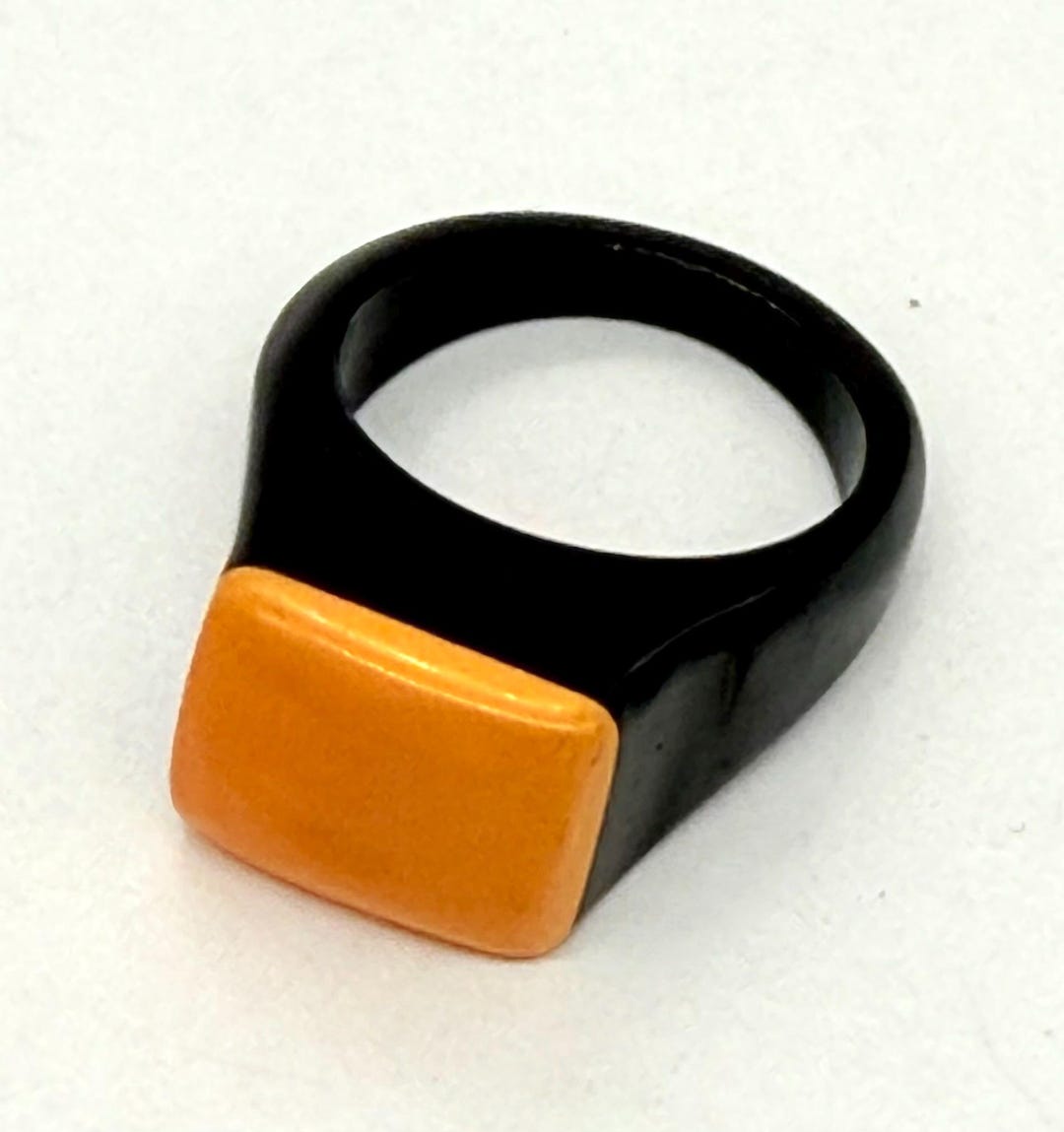 Vintage Bakelite Prison Ring Black Yellow - Etsy