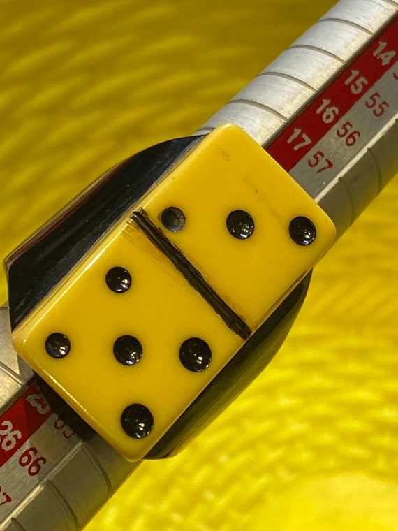 Vintage bakelite domino prison ring - Gem
