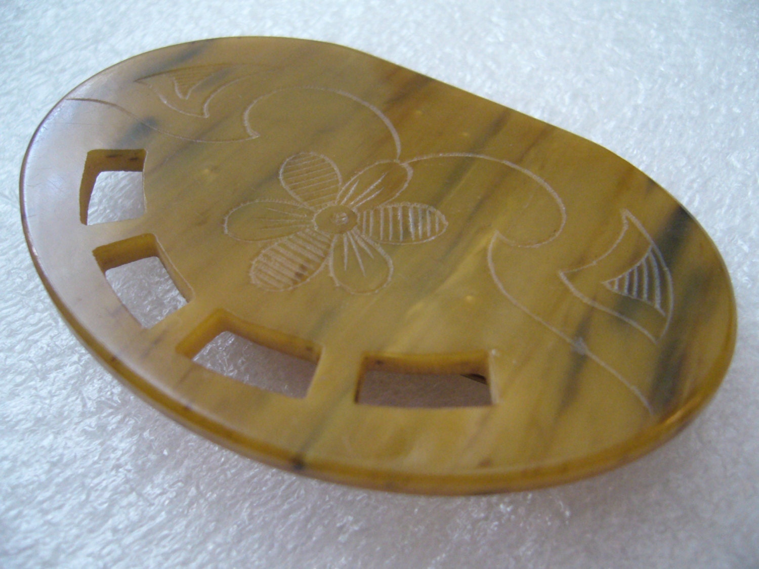 Vintage Early Plastic Galalith Art Deco Carved Flowers Pin - Etsy