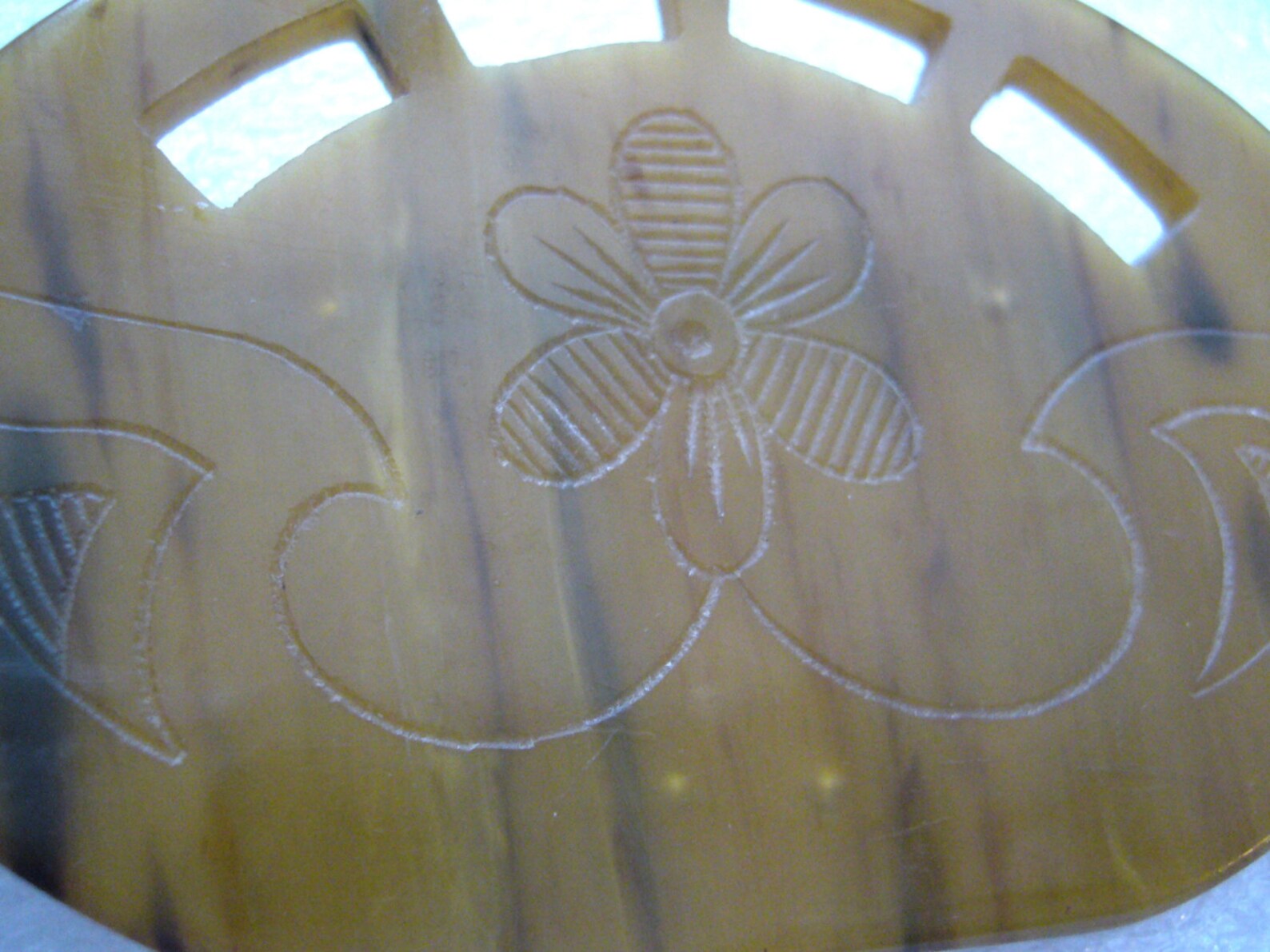 Vintage Early Plastic Galalith Art Deco Carved Flowers Pin - Etsy